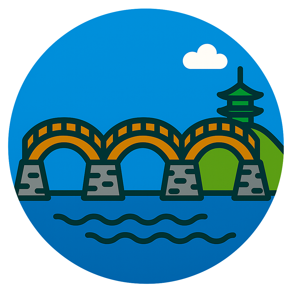 錦帯橋 Kintaikyo Bridge – わかりやすい観光マップ Japan Sightseeing Map Kawaii Official